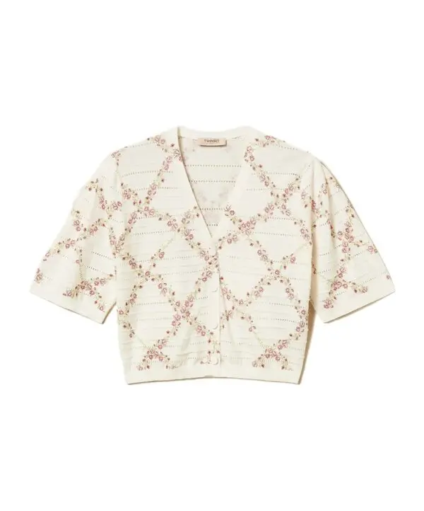 TWINSET Floral Pattern Cardigan - White