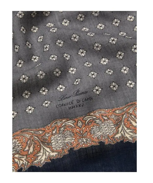 Loro Piana Cornice Di Cardigen Foulard 60x60 - Gray/navy Blue