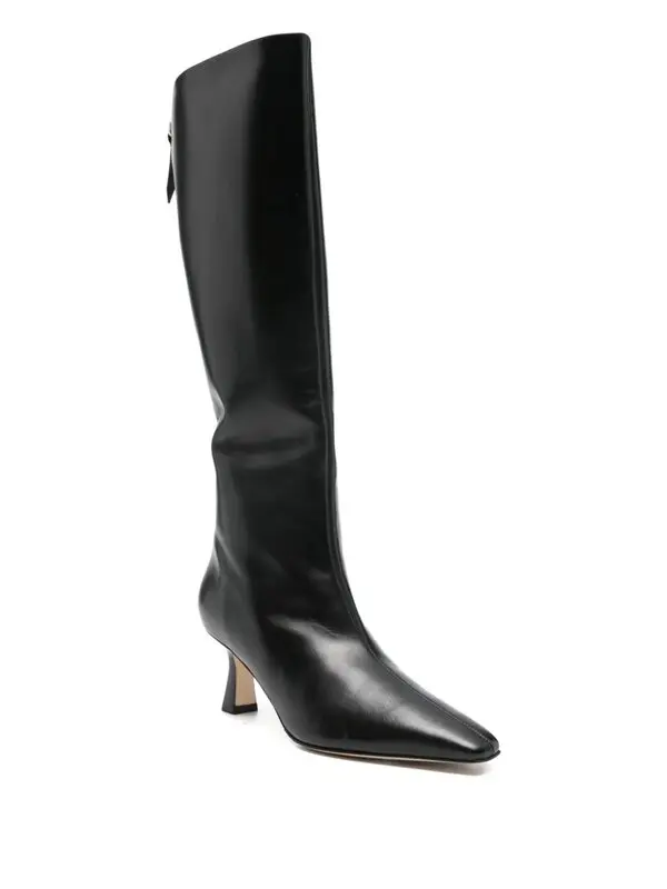 AeydĒ Leather Knee-high Boots With Zipper Closure