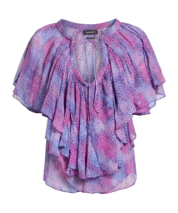 Isabel Marant Étoile Color Blocked Silk Tops - Purple