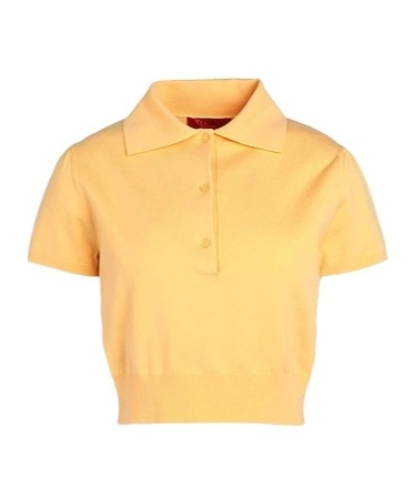 MAXCO. Knitted Cropped Polo Shirt