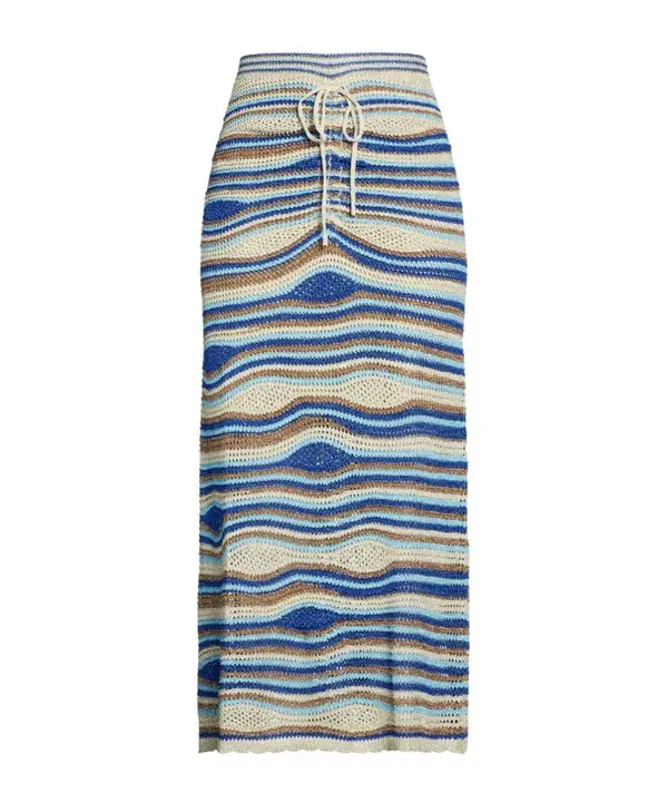 Farm Rio Striped Metallic Crochet Maxi Skirt