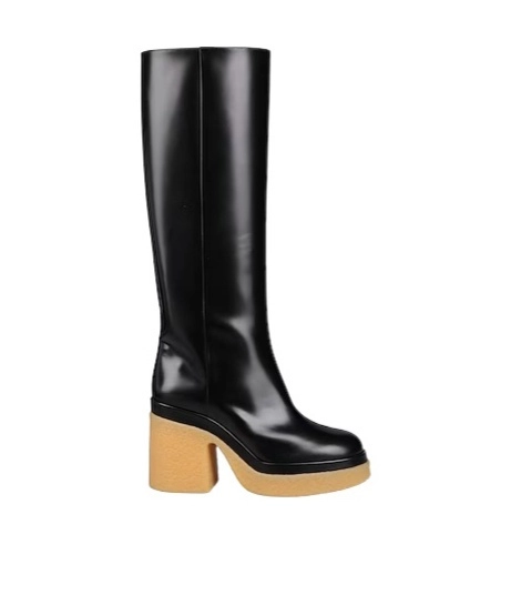 Chloé Round-toe Leather Tall Boots - Black