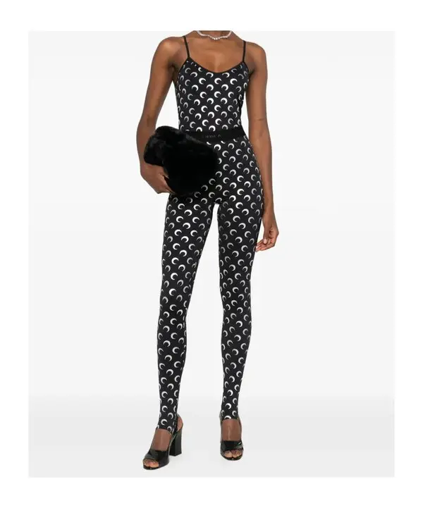 MARINE SERRE Printed Camisole With V-neckline - Black