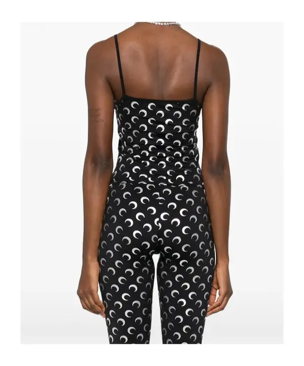 MARINE SERRE Printed Camisole With V-neckline - Black