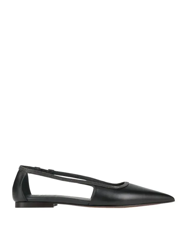 Brunello Cucinelli Leather Pointed Toe Ballet Flats