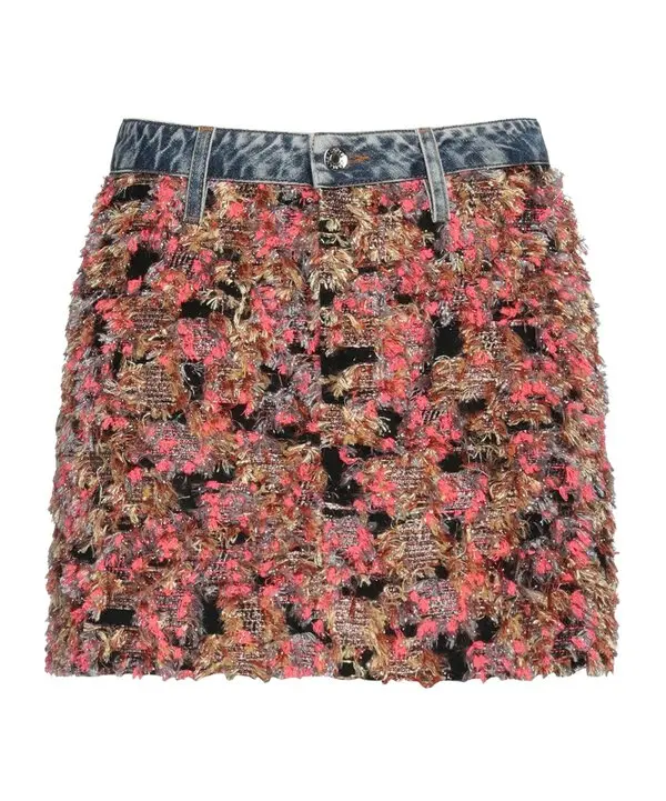 Dolce & Gabbana Embellished Brocade Denim Mini Skirt - Brown