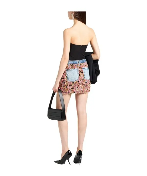 Dolce & Gabbana Embellished Brocade Denim Mini Skirt
