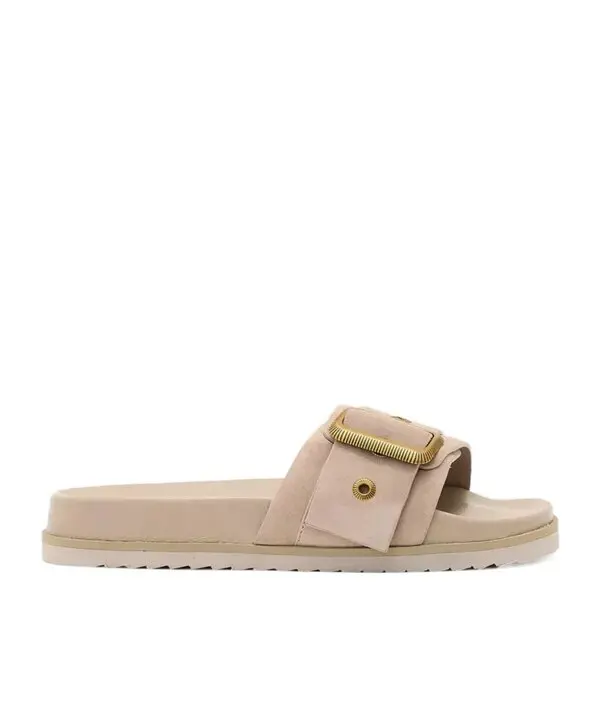 ALLSAINTS Ellie Western Buckle-detail Slides - Nude