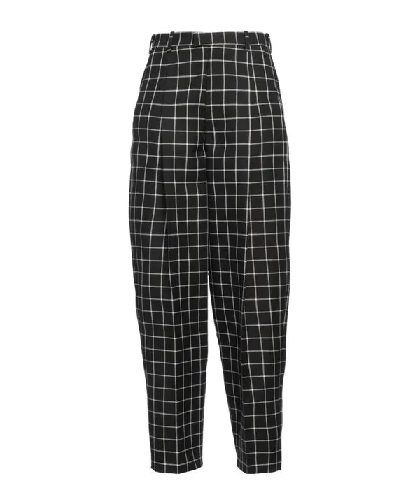 Marni Plaid Wool Trousers - Black