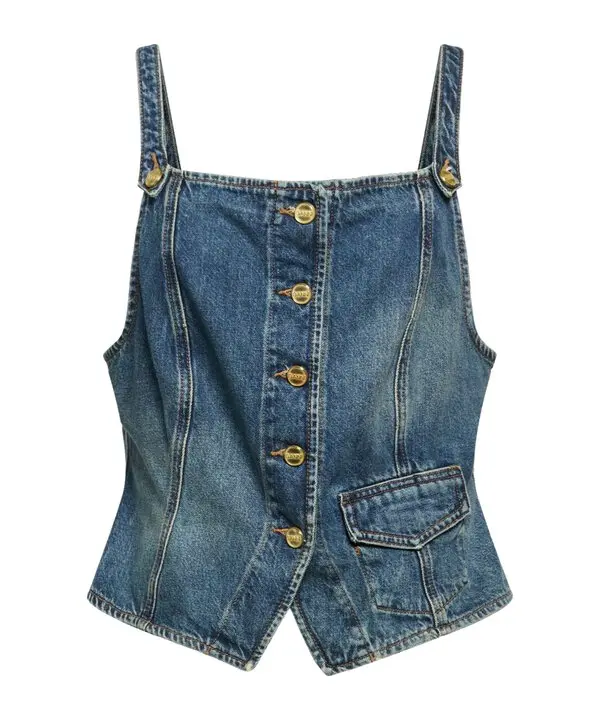 GANNI Denim Sleeveless Top