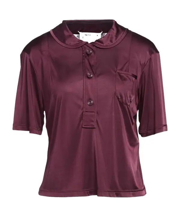 MAISON MARGIELA Short Sleeve Buttoned Neck T-shirt - Plum