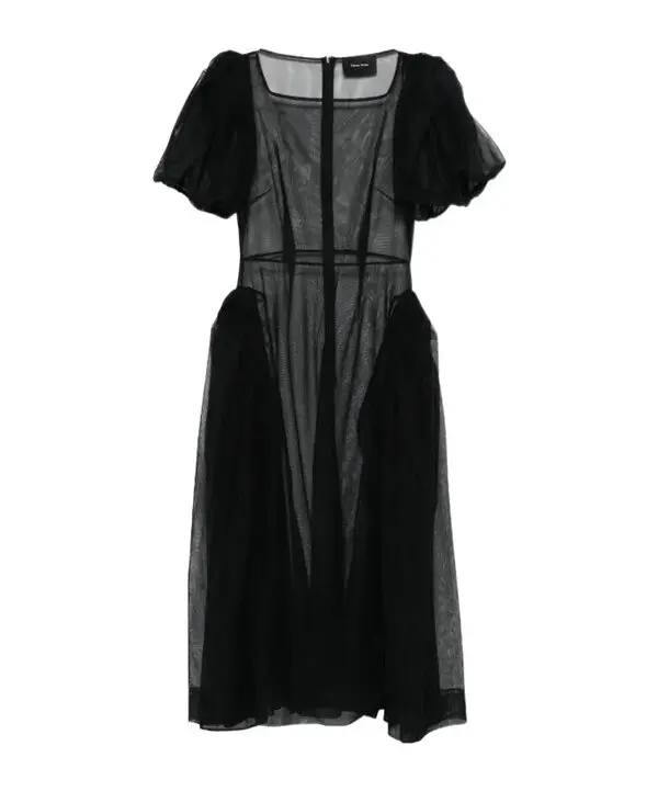 Simone Rocha Puff Sleeve Sheer Midi Dress