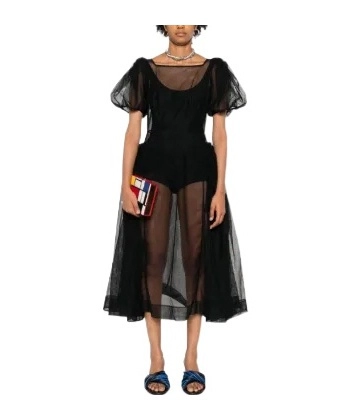 Simone Rocha Puff Sleeve Sheer Midi Dress