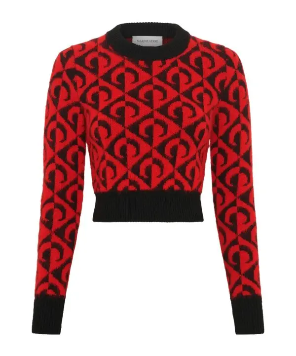 MARINE SERRE Geometric Print Crew Neck Sweater
