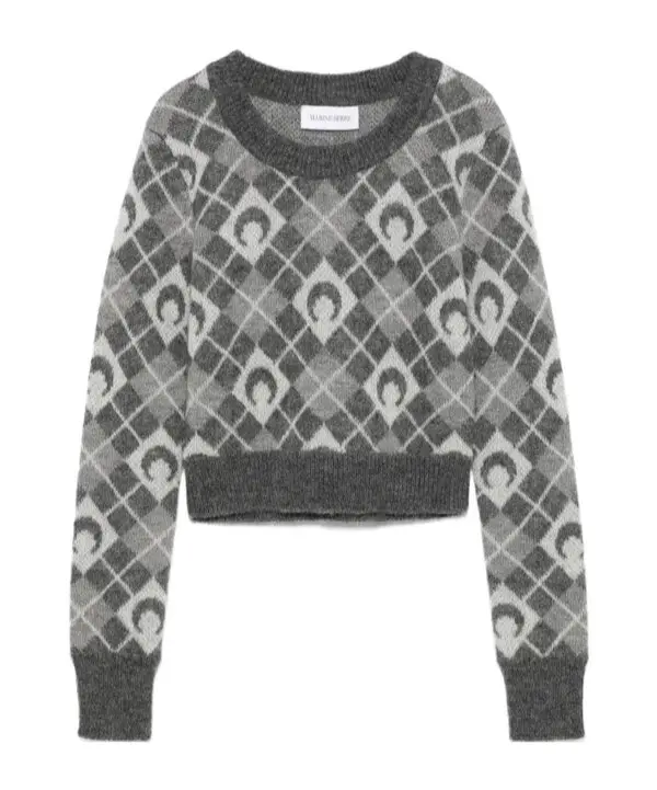 MARINE SERRE Moon Argyle Knit Sweater
