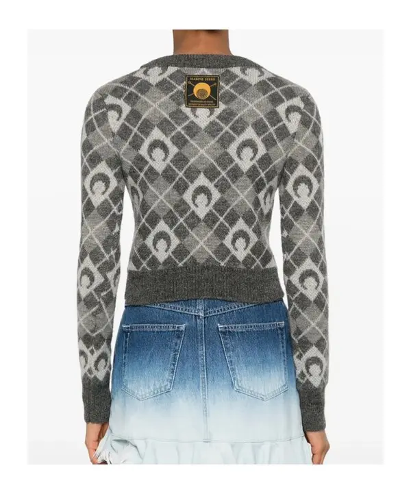 MARINE SERRE Moon Argyle Knit Sweater