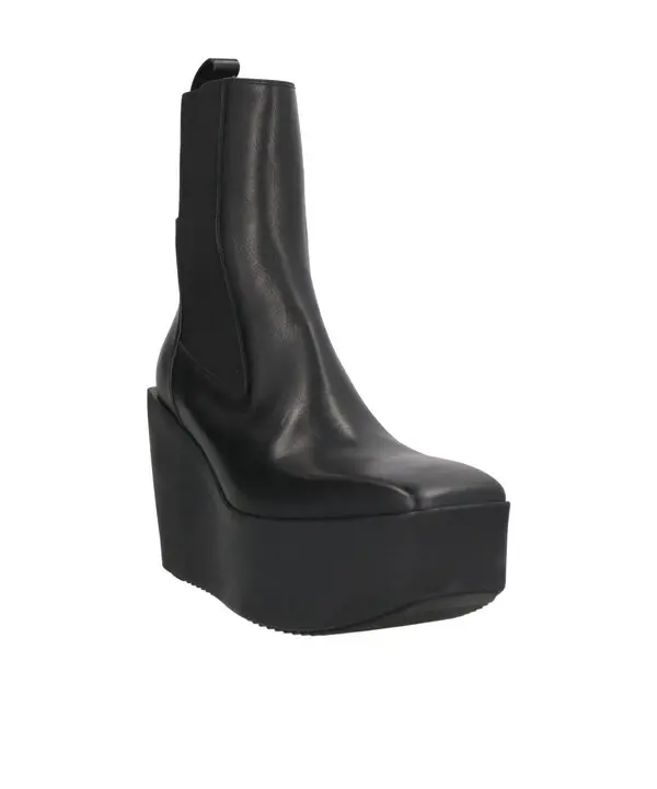 Rick Owens Minimalist Leather Wedge Boots - Black