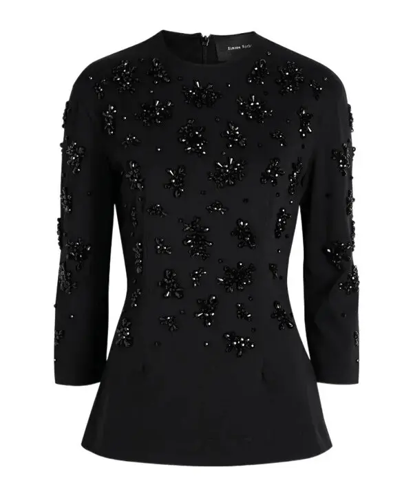 Simone Rocha Beaded Long-sleeve Top