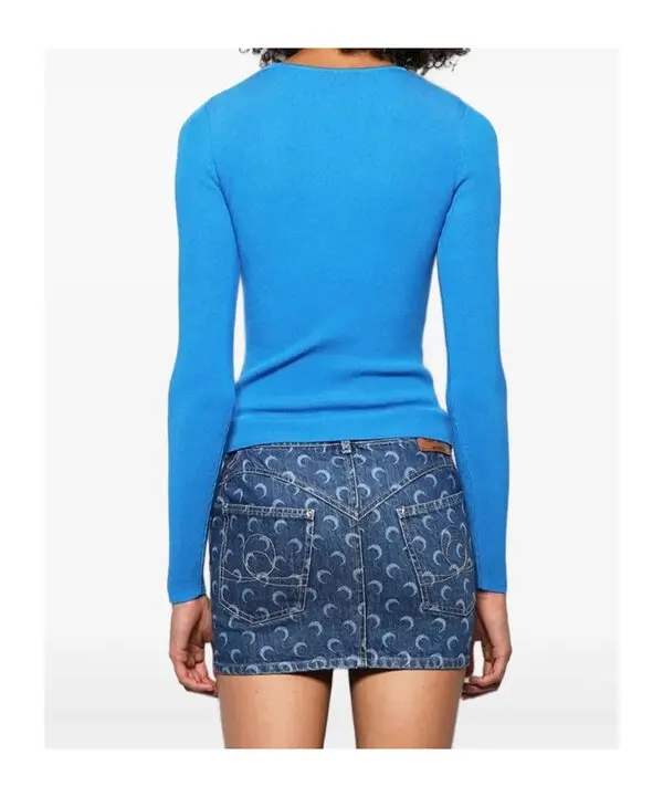 MARINE SERRE Fine-ribbed Long Sleeve Sweater