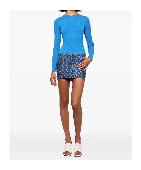 MARINE SERRE Fine-ribbed Long Sleeve Sweater