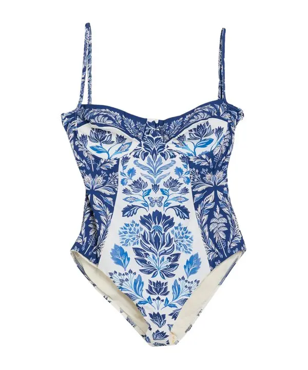 Farm Rio Floral One-piece Swimsuit - Blue