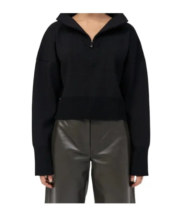 ST. AGNI Milano Quarter-zip Knit Sweater - Black