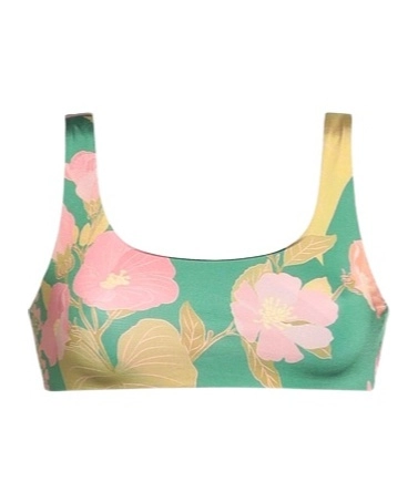Farm Rio Floral Print Bikini Top - Green