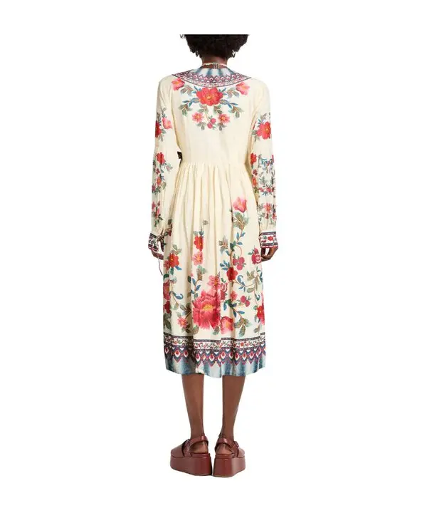 Farm Rio Floral Print Long Sleeve Wrap Dress