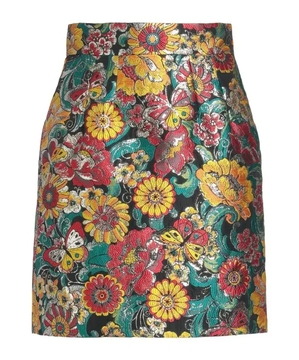 Dolce & Gabbana Floral Pencil Skirt With Metallic Sheen - Dark Navy
