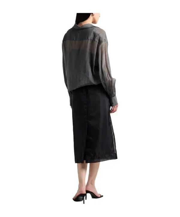 Sportmax Organza Midi Skirt With Print Detail