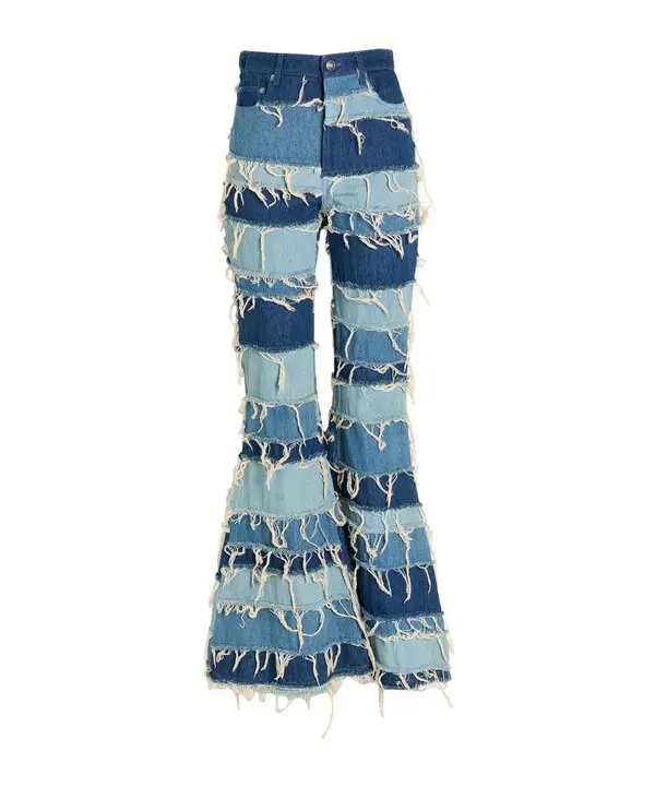 Sportmax Patchwork Bootcut Jeans - Blue