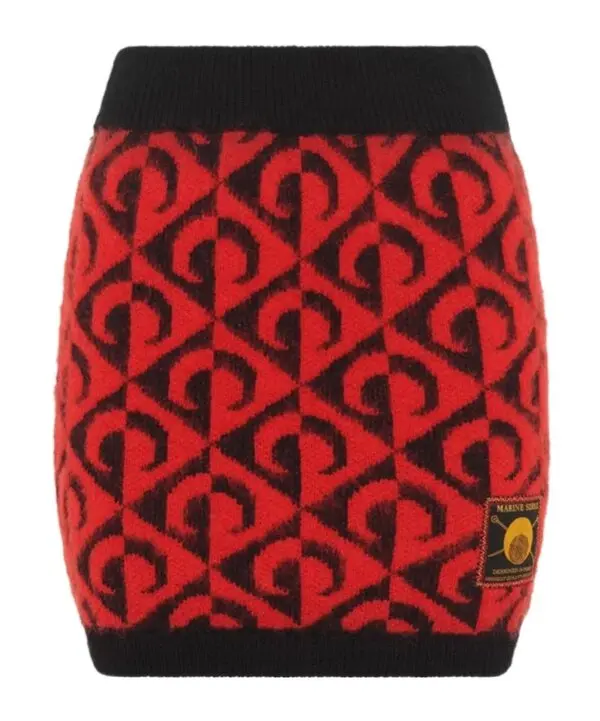 MARINE SERRE Moon Lozenge-knit Mini Skirt