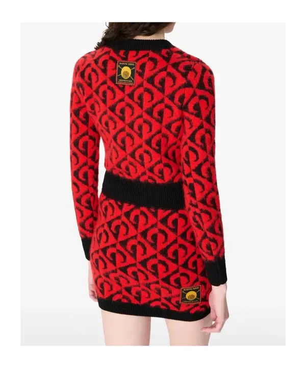 MARINE SERRE Moon Lozenge-knit Mini Skirt