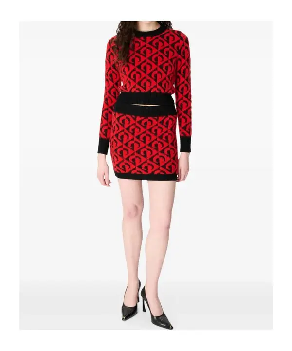 MARINE SERRE Moon Lozenge-knit Mini Skirt