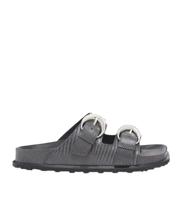 MARINE SERRE Square-toed Slippers - Charcoal-grey