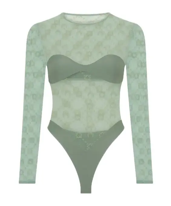 MARINE SERRE Moonogram Long-sleeve Bodysuit - Gray