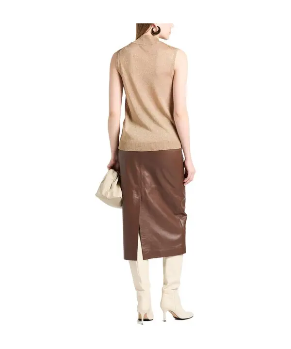 Max Mara Sleeveless High Neck Metallic Knit