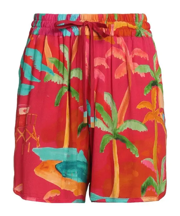 Farm Rio Printed Crepe Shorts - Red