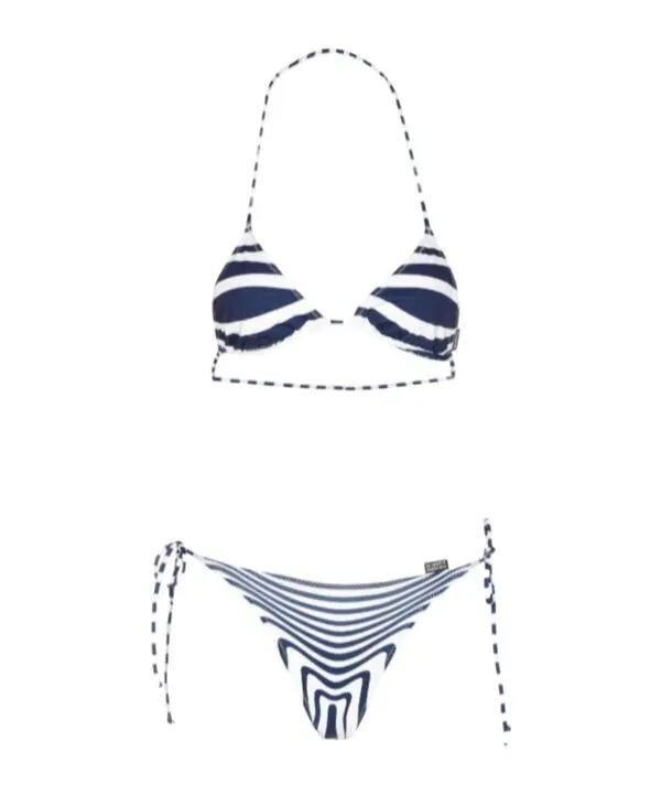 JEAN PAUL GAULTIER Striped Lace-up Bikini