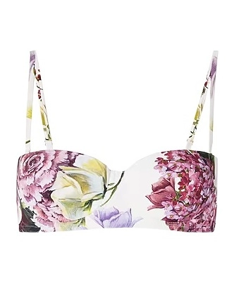 Dolce & Gabbana Floral Print Bikini Top - White