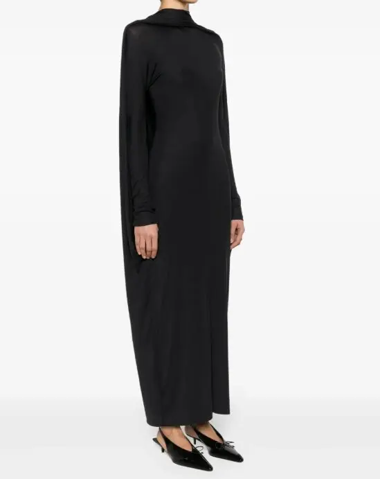 Jacquemus Long-sleeved Draped Panel Midi Dress