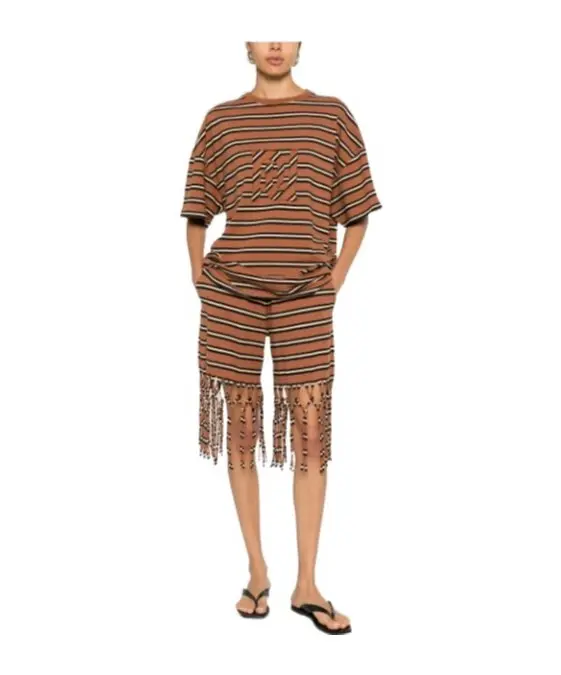 Nanushka Wren Monogram-patch Striped T-shirt