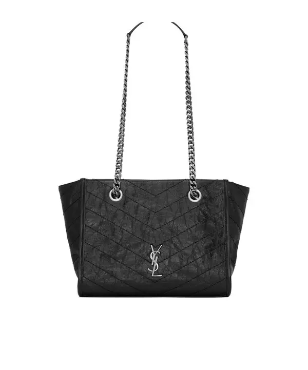 Saint Laurent Niki Small Shopping Bag In Vintage Leather - Black