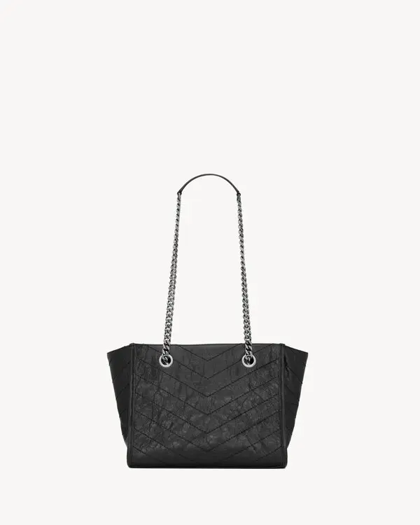 Saint Laurent Niki Small Shopping Bag In Vintage Leather - Black