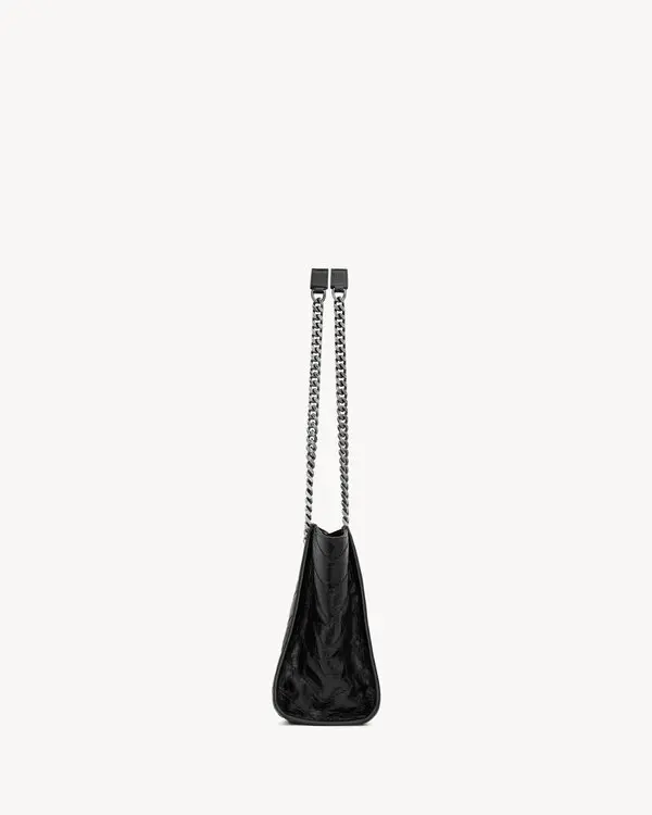 Saint Laurent Niki Small Shopping Bag In Vintage Leather - Black