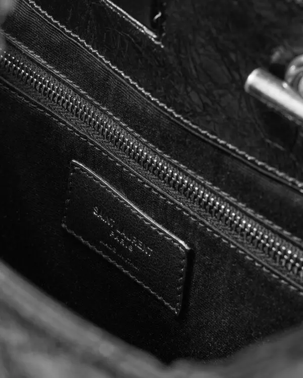 Saint Laurent Niki Small Shopping Bag In Vintage Leather - Black