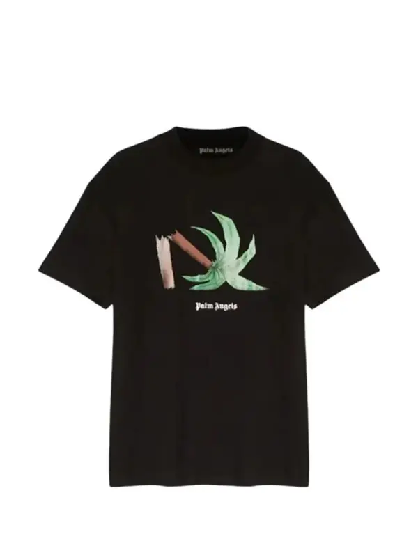 Palm Angels Distressed Palm Tree Print T-shirt