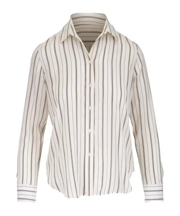 NILI LOTAN Gaia Long-sleeve Striped Shirt - Beige