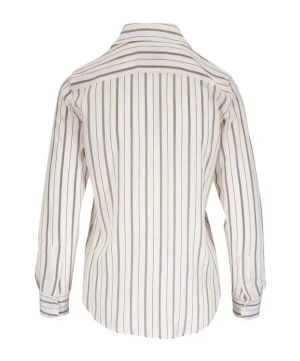 NILI LOTAN Gaia Long-sleeve Striped Shirt - Beige